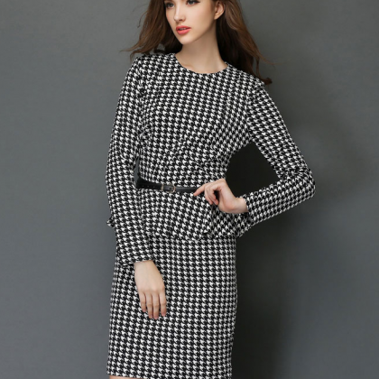 Vintage Houndstooth Pattern Dress on Luulla