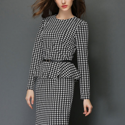 Vintage Houndstooth Pattern Dress on Luulla