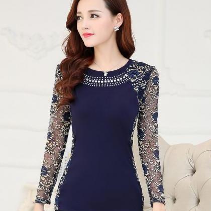 Elegant Long Sleeves Floral Tops on Luulla