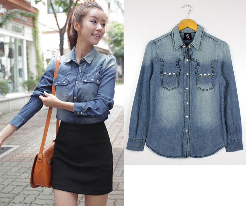 Stylish Designer's Denim Blouse on Luulla