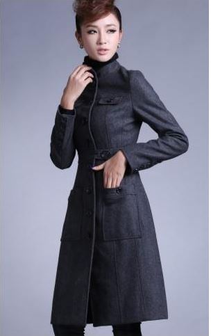 Elegant Slim Fit Buttons Up Long Coat on Luulla