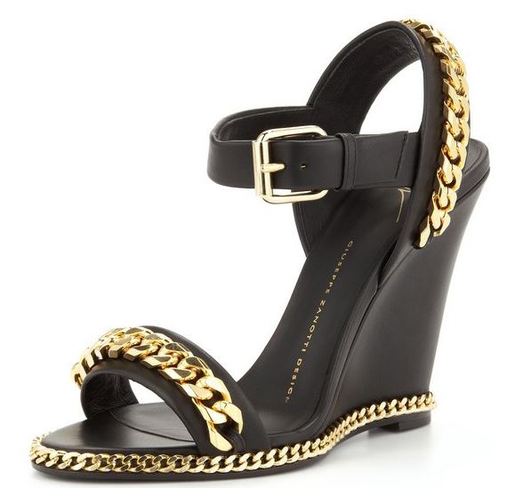 Gold Links High Wedge Heel Sandals on Luulla
