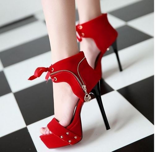 Stylish Zipper Wrap Ankle Thin High Heel Sandals on Luulla