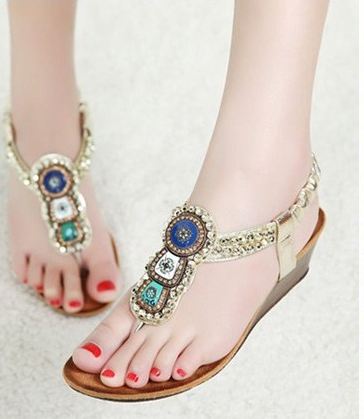 Handmade Colorful Beads Flat Sandals on Luulla