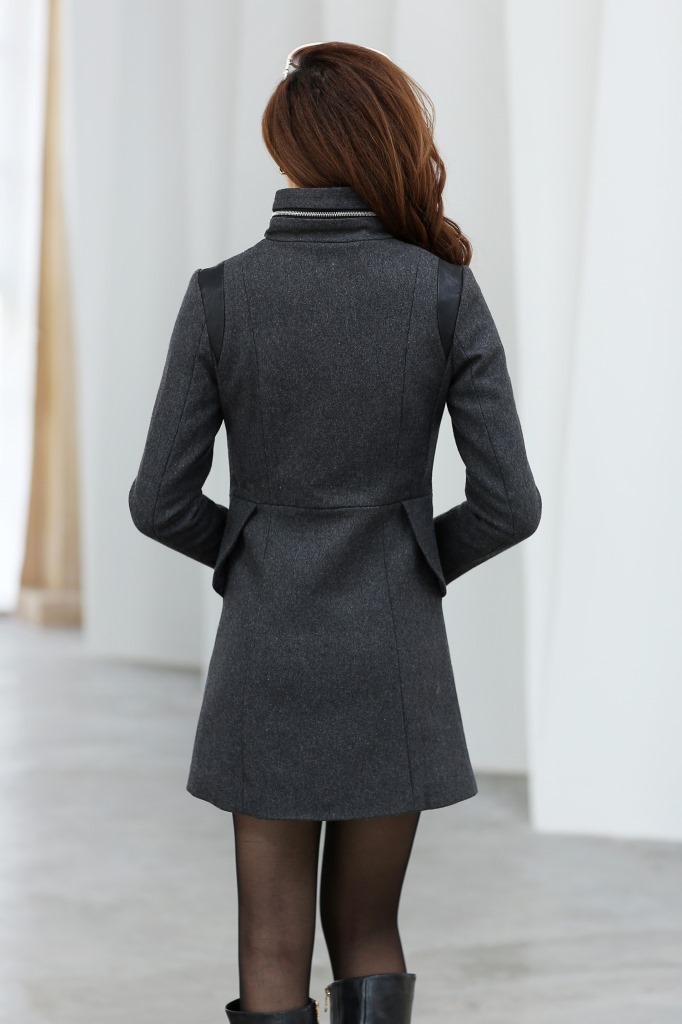 Elegant Large Lapel Grey Long Coat on Luulla